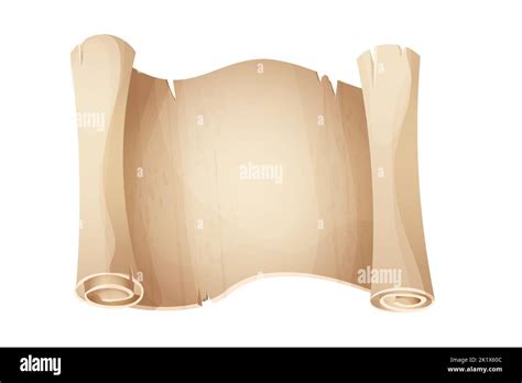 Parchment Paper Ancient Old Scroll Page Empty Medieval Letter In Cartoon Style Isolated On