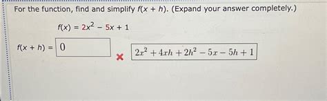 solved for the function find and simplify f x h expand