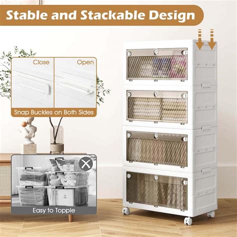 Costway 34 Tier Stackable Storage Bins 33 Gal Collapsible Storage