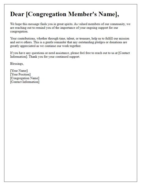 Letter Template For Church Tithing Reminder Free Samples In Pdf