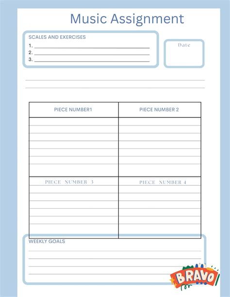 Music Assignment Sheets Piano Lessons Music Lessons Teacher Printable