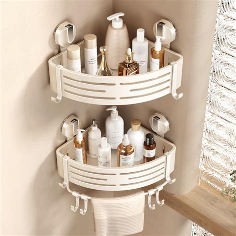 Volpone Corner Shower Caddy Suction Cup Shower Shelf Corner No Drilling