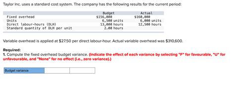 solved variable overhead is applied at 27 50 per direct