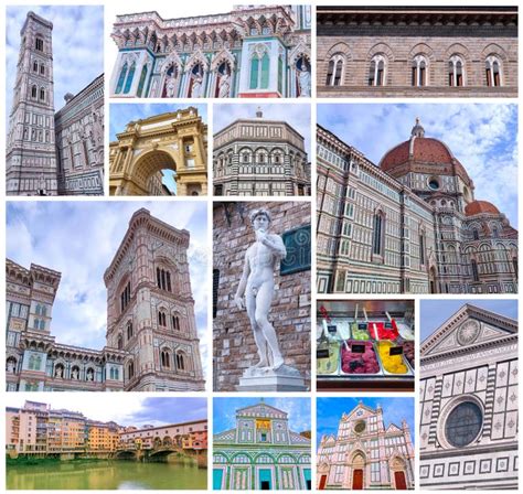 Collage Of Landmarks Of Florence Italy Basilica Of Santa Maria Del