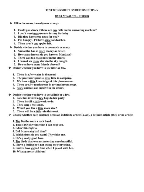 Determiners Worksheet Activities Promoting Classroom Dynamics Group Form 28459 Pdf