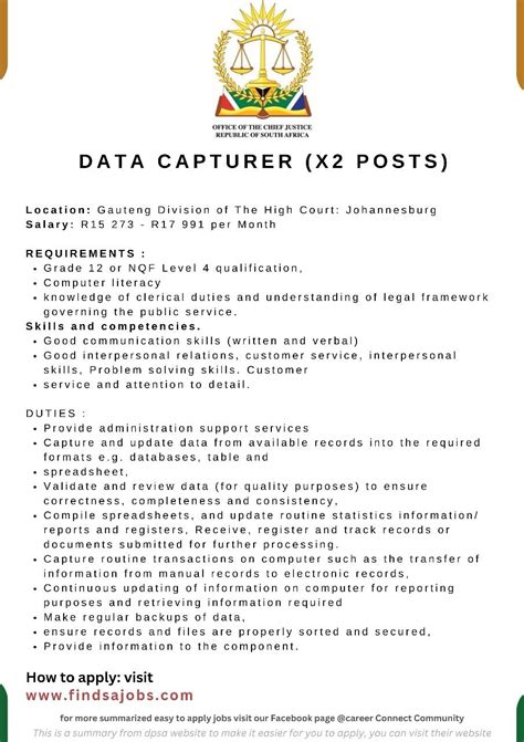 🔌new Office Of The Chief Justice Data Capturer X2 Posts Only