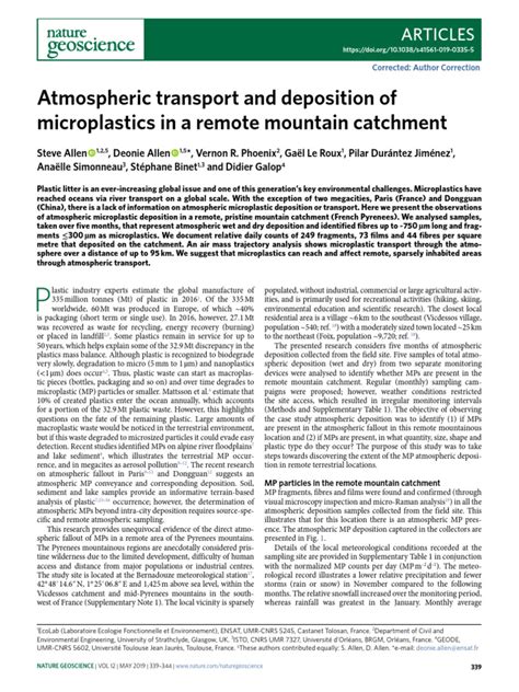 Atmospheric Transport And Deposition Of Microplastics In A Remote