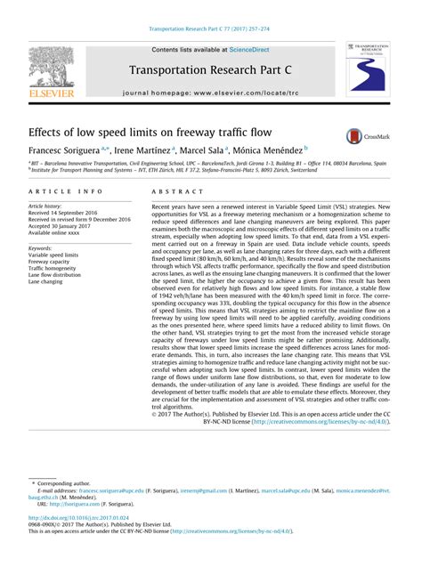 Pdf Effects Of Low Speed Limits On Freeway Traffic Flow