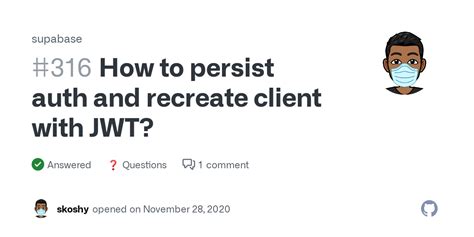 how to persist auth and recreate client with jwt · supabase