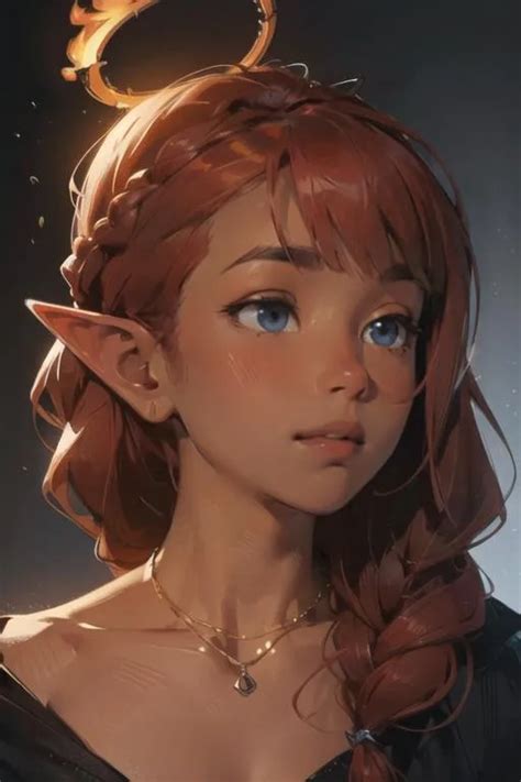 Fizintine Style Elf Portrait With Red Hair Diffus