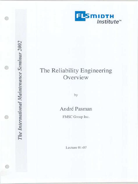 003 The Reliability Engineering Overview Pdf