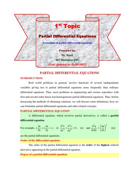 1formulation Of Pde Pdf Partial Differential Equation Derivative