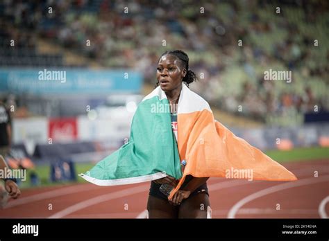 Rhasidat Adeleke With Her Countrys Flag At The European Athletics Championships In Munich 2022