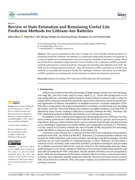 Review Of State Estimation And Remaining Useful Li Download Free Pdf