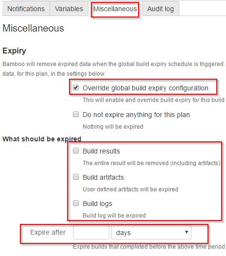 Expiry Of The Build History In Bamboo
