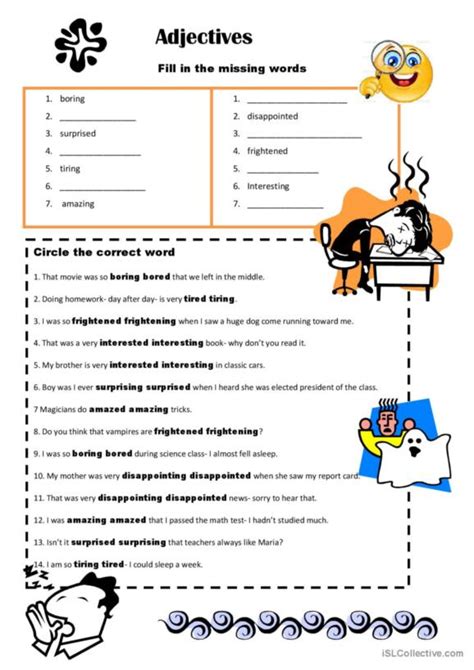 58 Adjectives With Ed Or Ing English Esl Worksheets Pdf