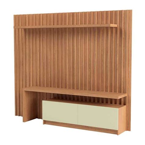 Estante Para Home Theater E Tv Até 65 Polegadas Kira 2 Pt Freijó E Off White Leroy Merlin