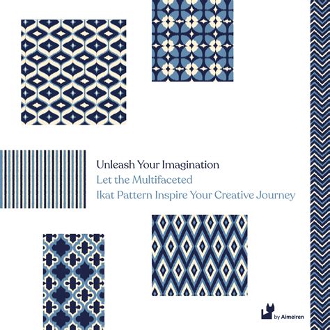 Ocean Blue Ikat Pattern Coastal Geometric Designs Digital Download