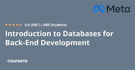 Introduction To Databases For Back End Development Coursera