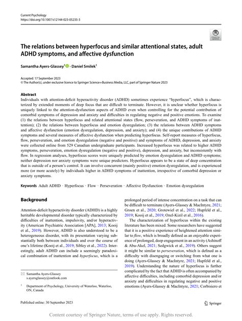 The Relations Between Hyperfocus And Similar Attentional States Adult Adhd Symptoms And
