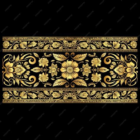 Black And Gold Border With Flowers And Leaves Premium Ai Generated Image