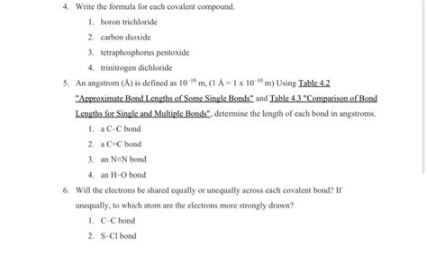 Solved 4 Write The Formula For Each Covalent Compound I
