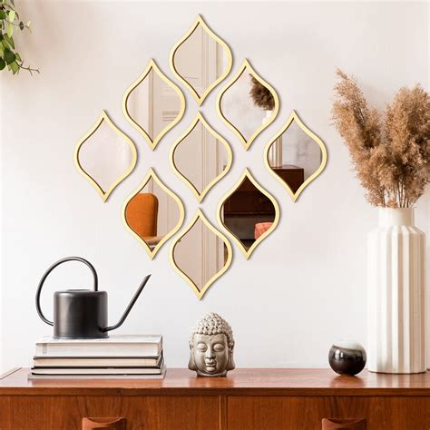 Tanlade 9pcs Teardrop Mirror Wall Decor Acrylic Decorative