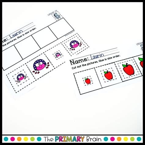 Size Ordering Cut And Paste Cutting Practice Worksheets For Preschool
