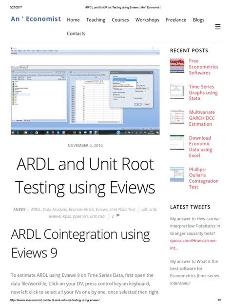 Ardl And Unit Root Testing Using Eviews An Economist Pdf Time