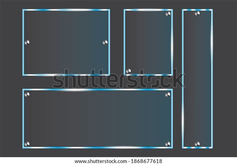 Mockup Plexiglass Rectangles Realistic Blue Banner Stock Vector