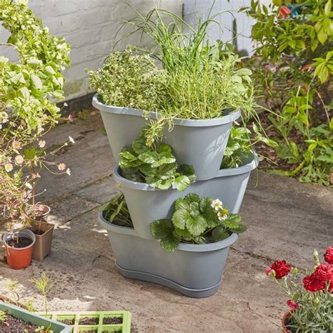 4 Stackable Planters Slate Smart Garden Products