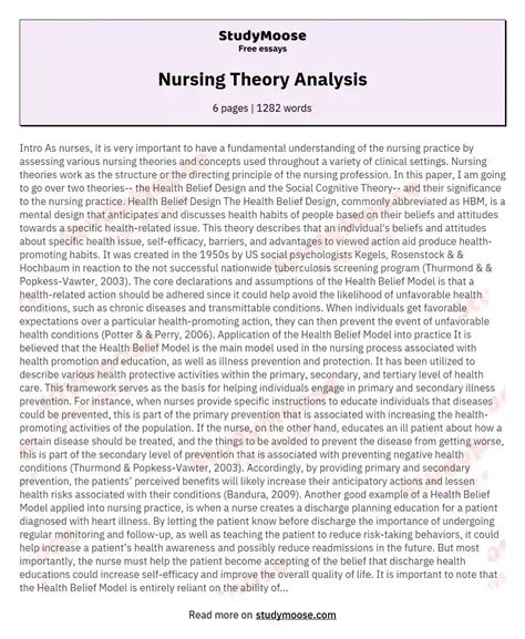Nursing Theory Analysis Analysis Paper Example Free Essay Sample