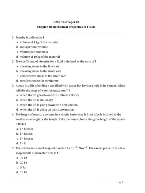 Practice Fluids 3 Pdf Pressure Lift Force