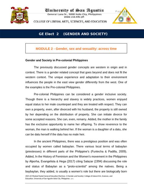 Module 2 Gender Sex And Sexuality Across Time 1 Pdf