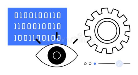 Data Analysis And Machine Learning Concept With Binary Code Eye And Gear Stock Illustration