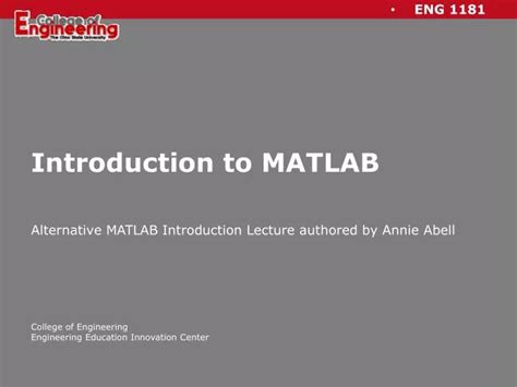 PPT Introduction To MATLAB PowerPoint Presentation Free Download ID