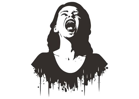 Ic Ne Noire D Une Femme Qui Hurle De Douleur Et De Ressentiment