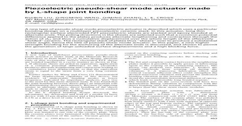 piezoelectric pseudo shear mode actuator made by l shape joint bonding