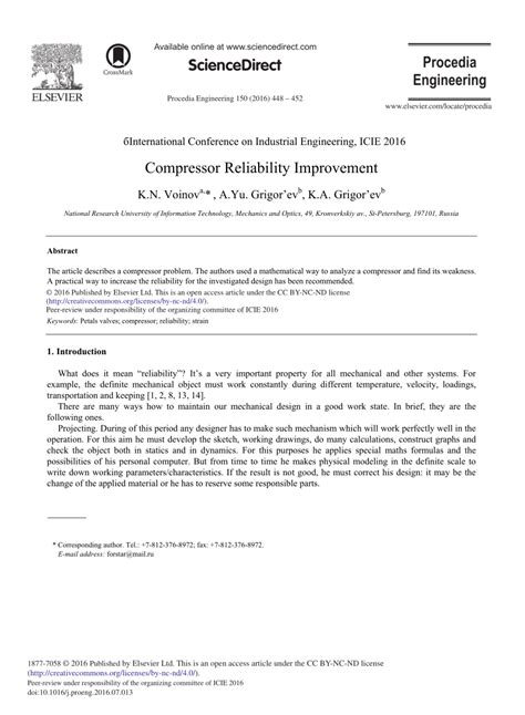 Pdf Compressor Reliability Improvement