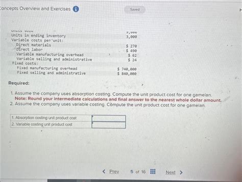 solved exercise 6 1 algo variable and absorption costing