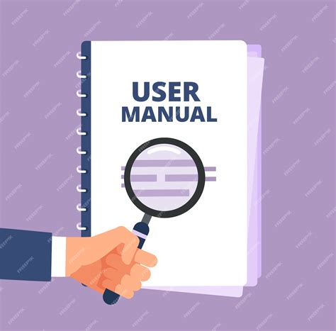 Premium Vector User Manual With Magnifying Glass User Guide Document