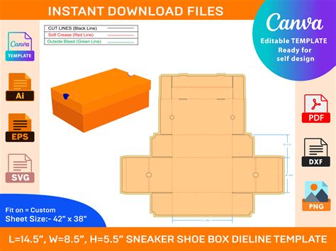 Sneaker Shoe Box Template Large Size Afbeelding Door Designconcept