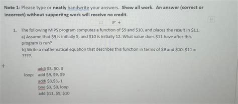Solved Note 1 Please Type Or Neatly Handwrite Your Answers