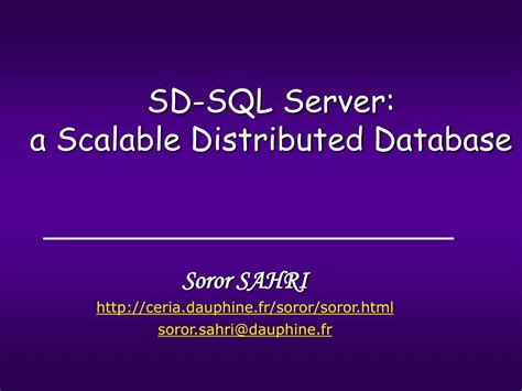 PPT SD SQL Server A Scalable Distributed Database PowerPoint Presentation ID 3714394