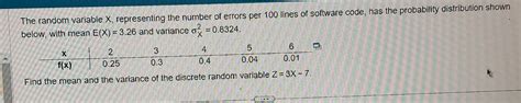 Solved The Random Variable X Representing The Number Of Chegg