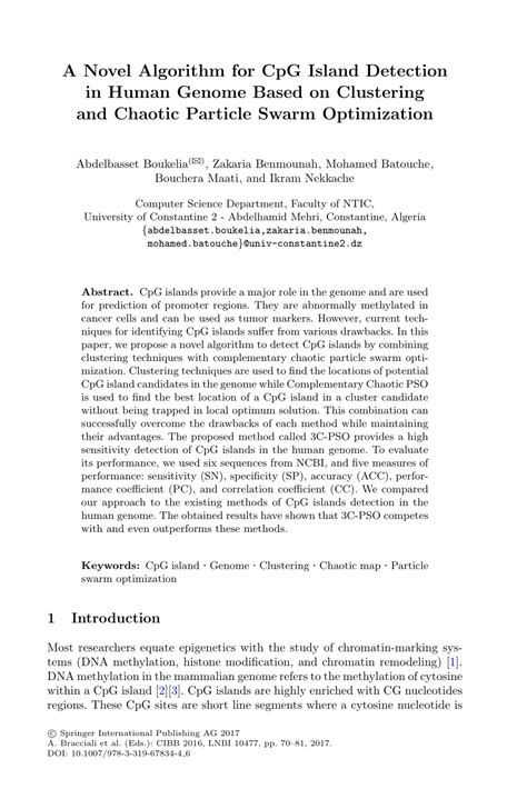 pdf a novel algorithm for cpg island detection in human genome based