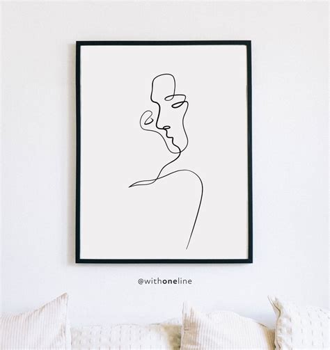 Printable Minimal Art Kiss One Line Drawing Erotic Romantic Etsy