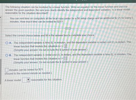 solved the following situation can be modeled by a linear