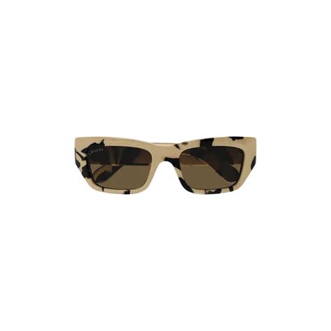 Gucci Rectangular Frame Sunglasses Havana Brown Editorialist