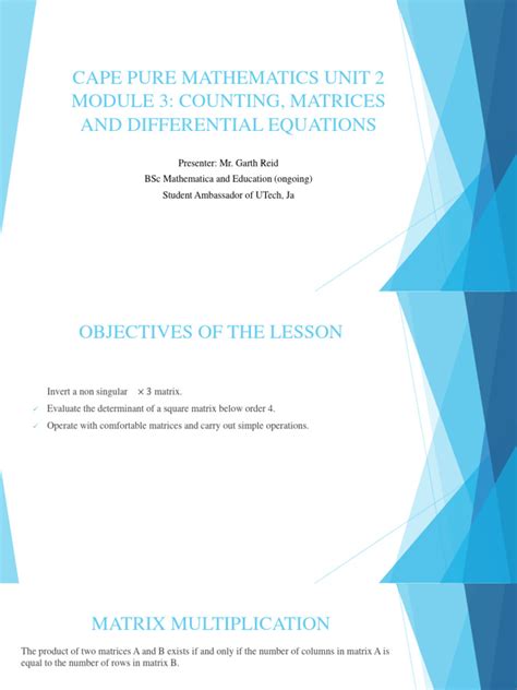 cape pure mathematics unit 2 matrix pdf matrix mathematics